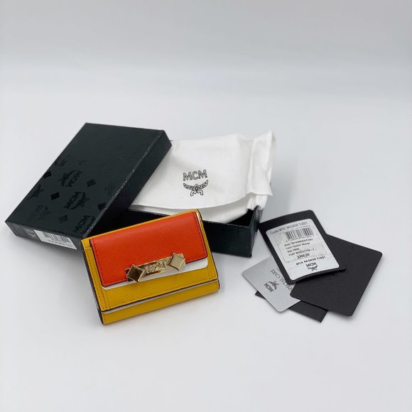 MCM | Bags | Mcm Mini Flap Wallet Milano Leather Golden Mango | Poshmark